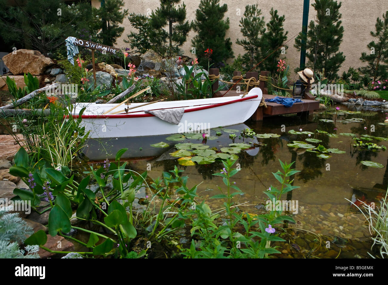 Fish pond theme landscape at the San Diego County Fair in Del Mar CA US ...