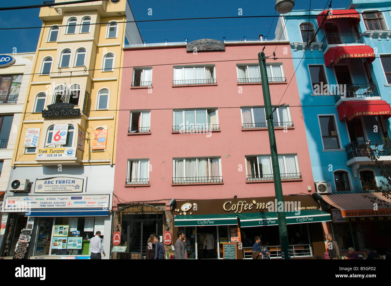 Turkey Istanbul The colourful Facade of the buildings in Divanyolu ...
