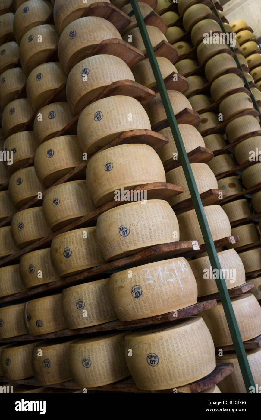 Parmesan cheese storage to mature. Parma Italy EU Europe Stock Photo ...