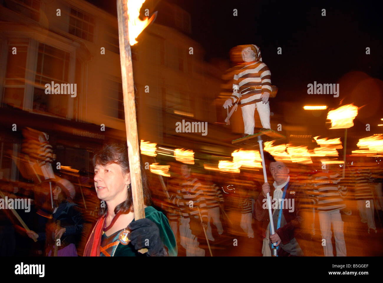 Traditional bonfire night parade in Lewes East Sussex commemorating Guy ...