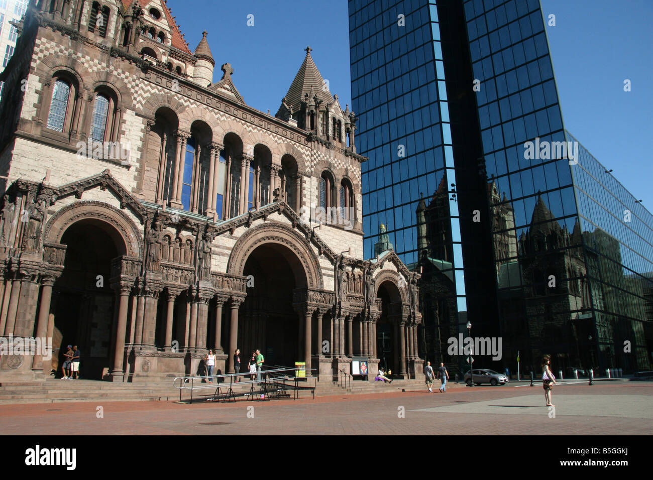 Trinity Church and John Hancock Tower, Boston, Massachusetts, USA Stock ...