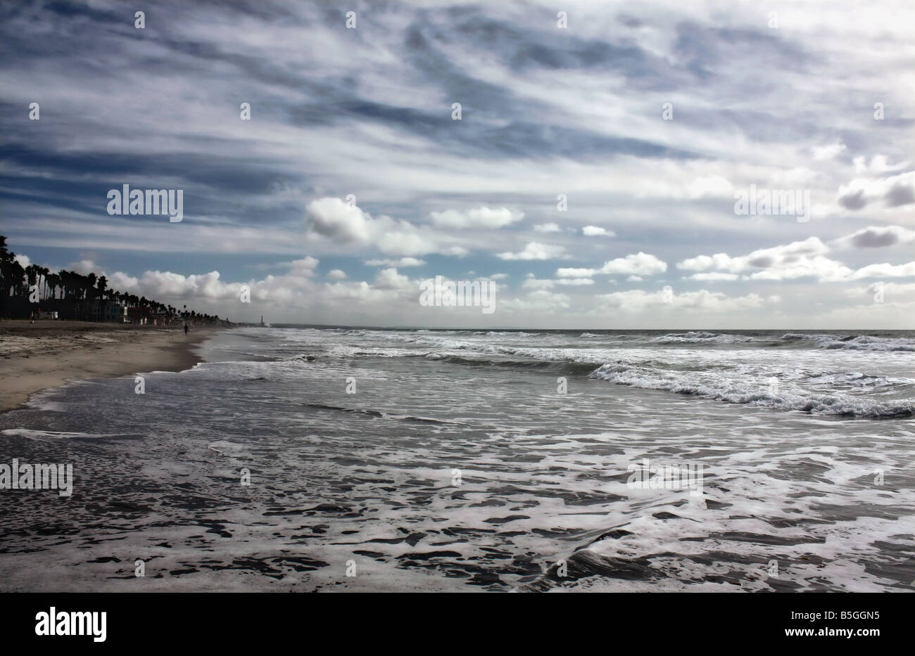USA The day after a big storm at Oceanside Beach in California Stock ...