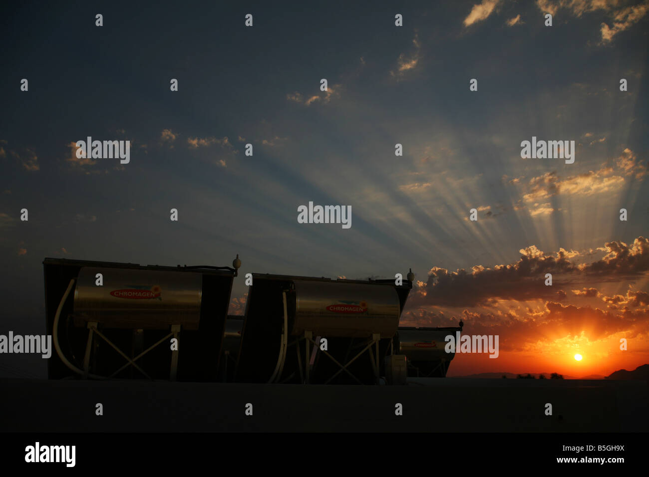 Solar panels and water tanks hi-res stock photography and images - Alamy