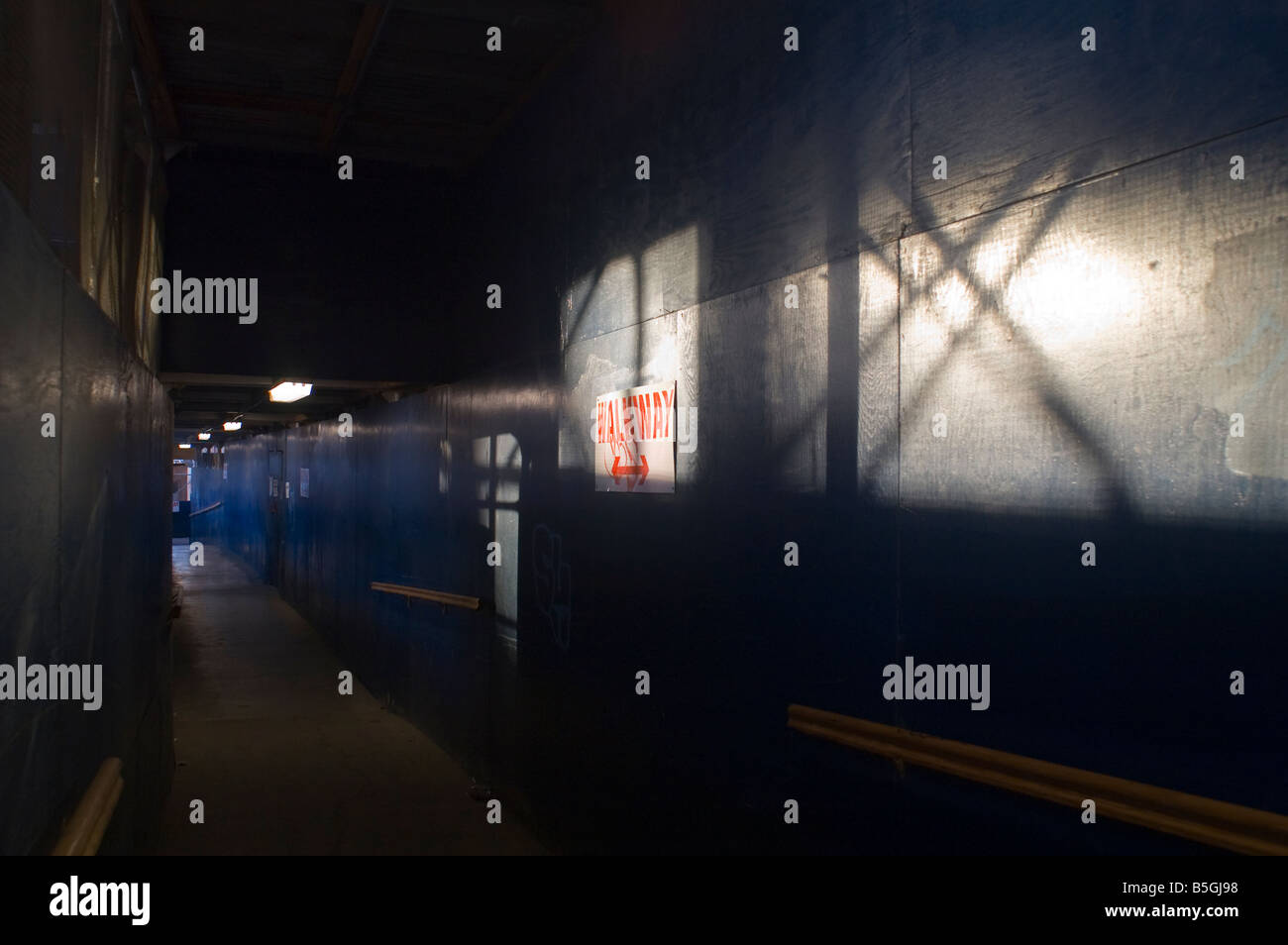 A pedestrian corridor in a construction site in New York on October 11 ...
