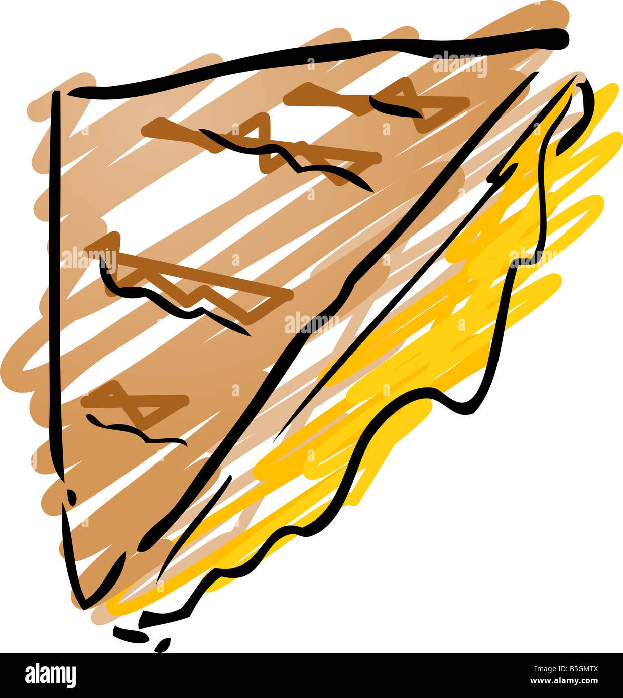 Grilled cheese sandwich fast food hand drawn inked look illustration ...