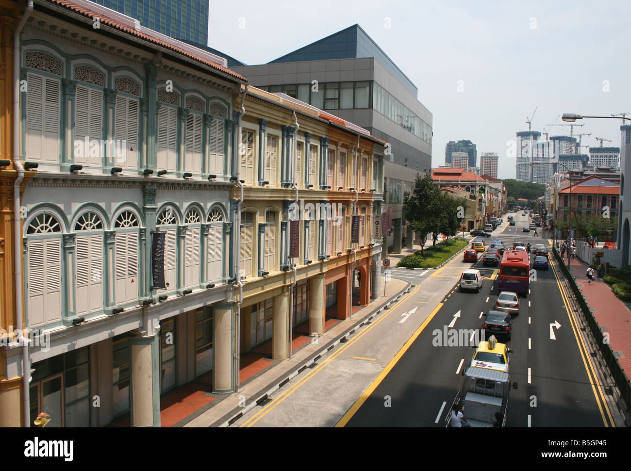 brightly coloured building of China Square Central Singapore April 2008 ...