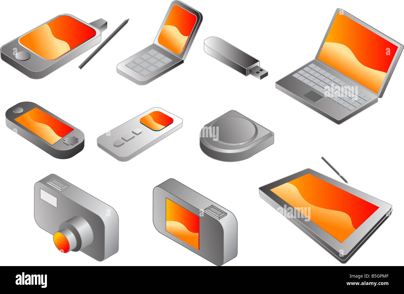 Assorted technical gadget icons Stock Photo - Alamy