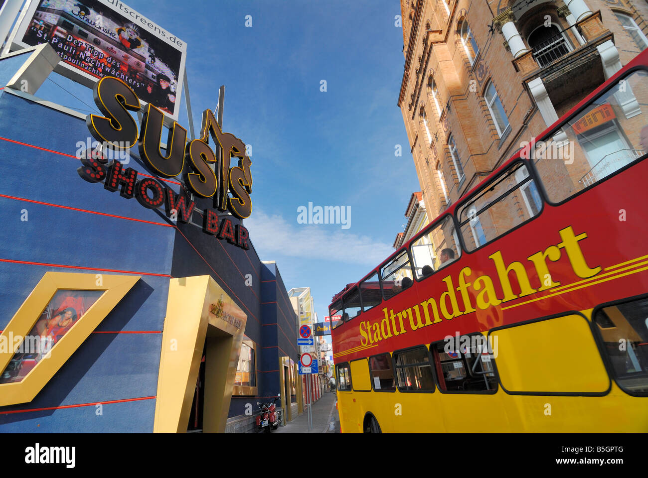 Sightseeing at the Reeperbahn, the red light district of Hamburg, North ...