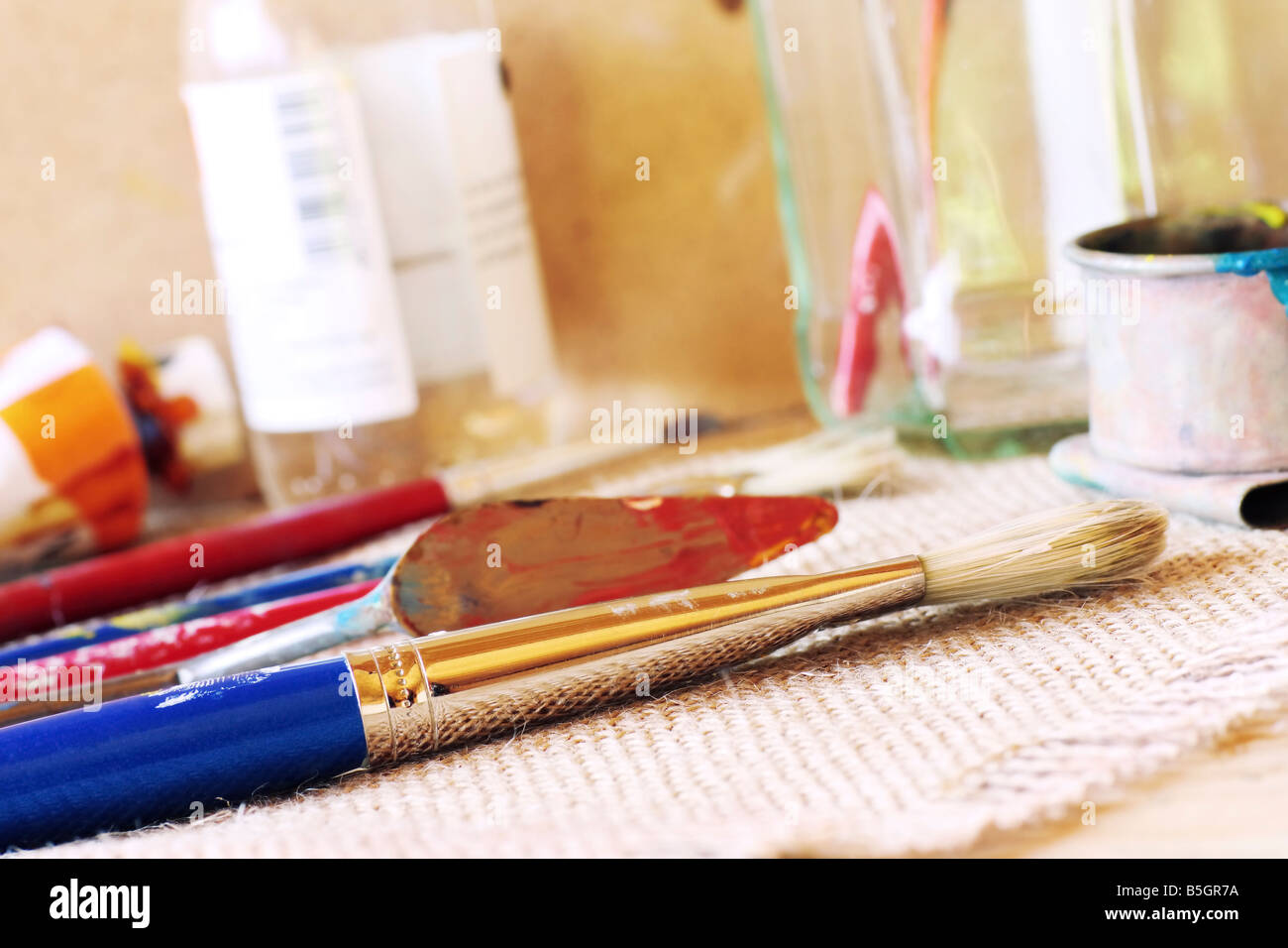 artists brushes and tools Stock Photo - Alamy