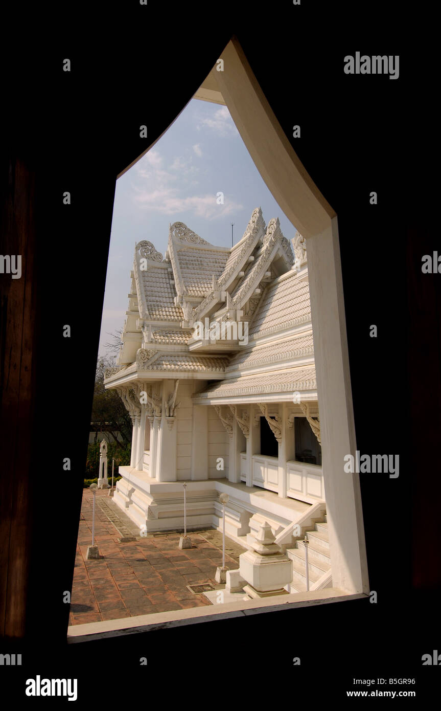 Looking through a window at Lumbini the birthplace of the Budha in ...