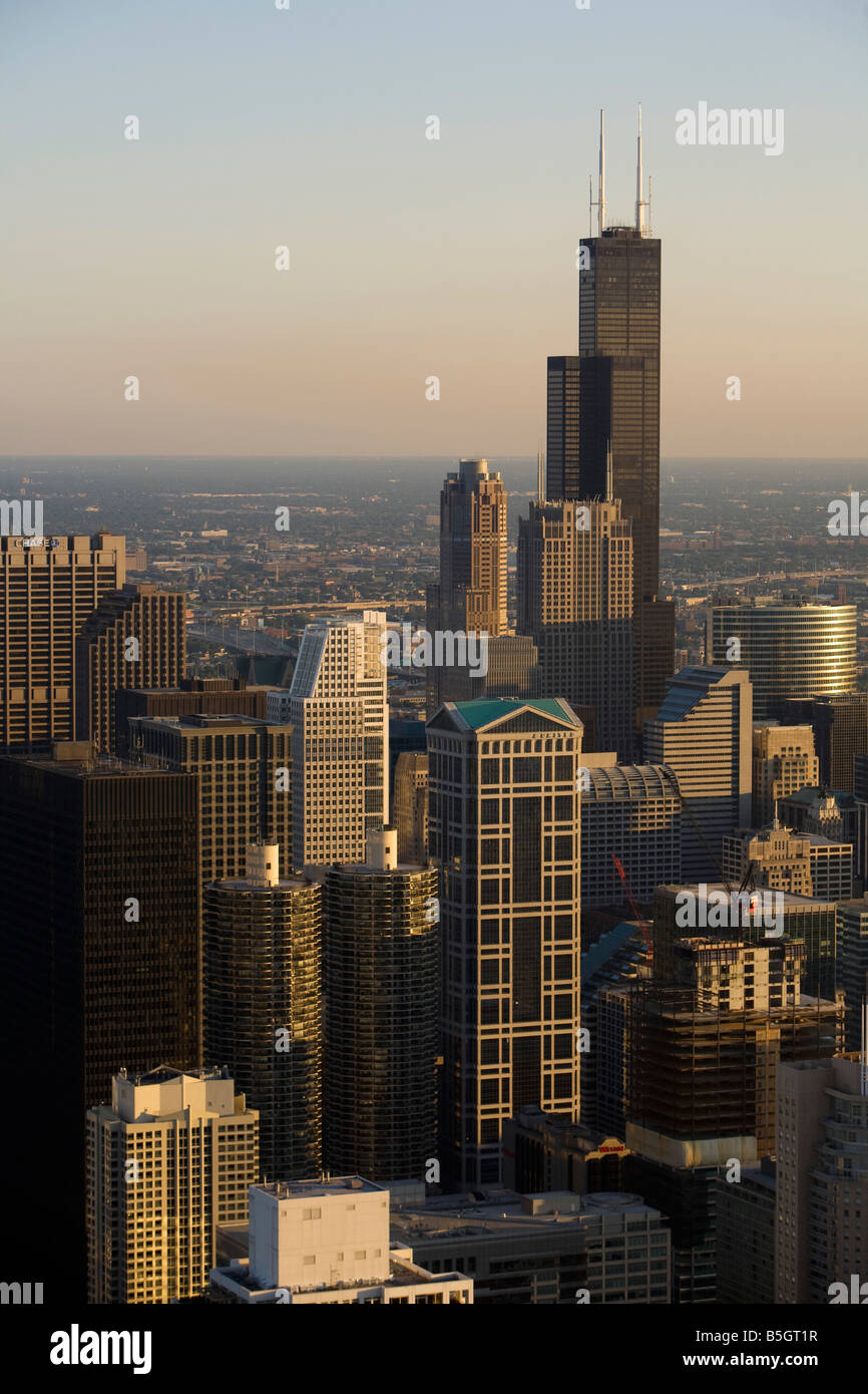 A view of Sears Tower and Chicago’s downtown from the John Hancock ...