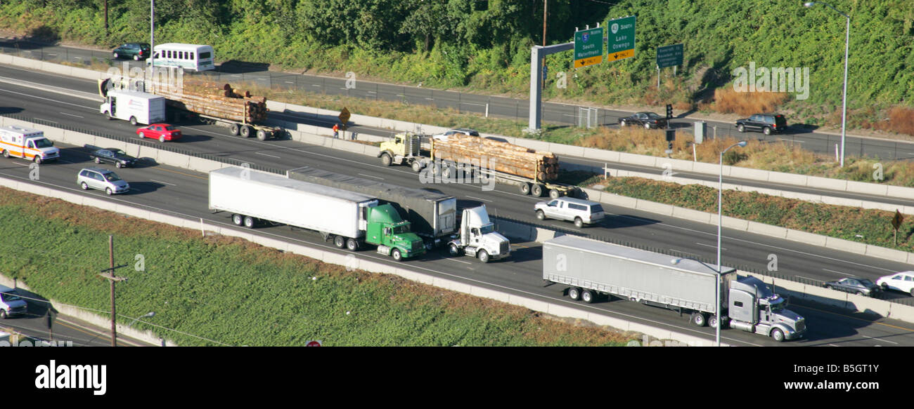 A section of U S Interstate 5 just south of Portland Oregon Stock Photo ...