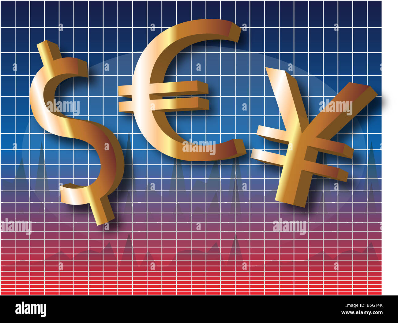 Multiple currency symbols yen euro usd over financial chart diagram ...