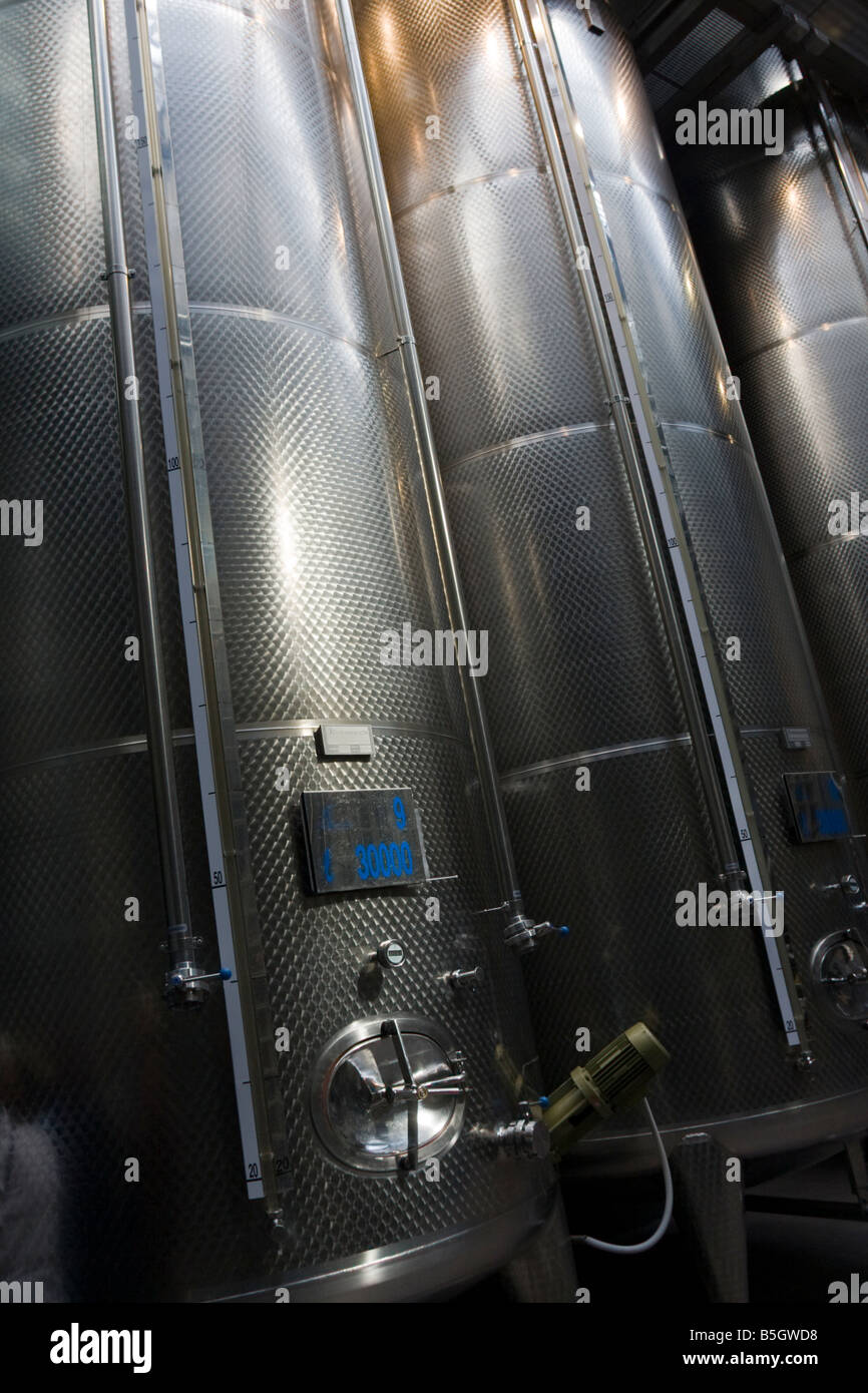 Stainless steel wine storage vats Italy Stock Photo - Alamy