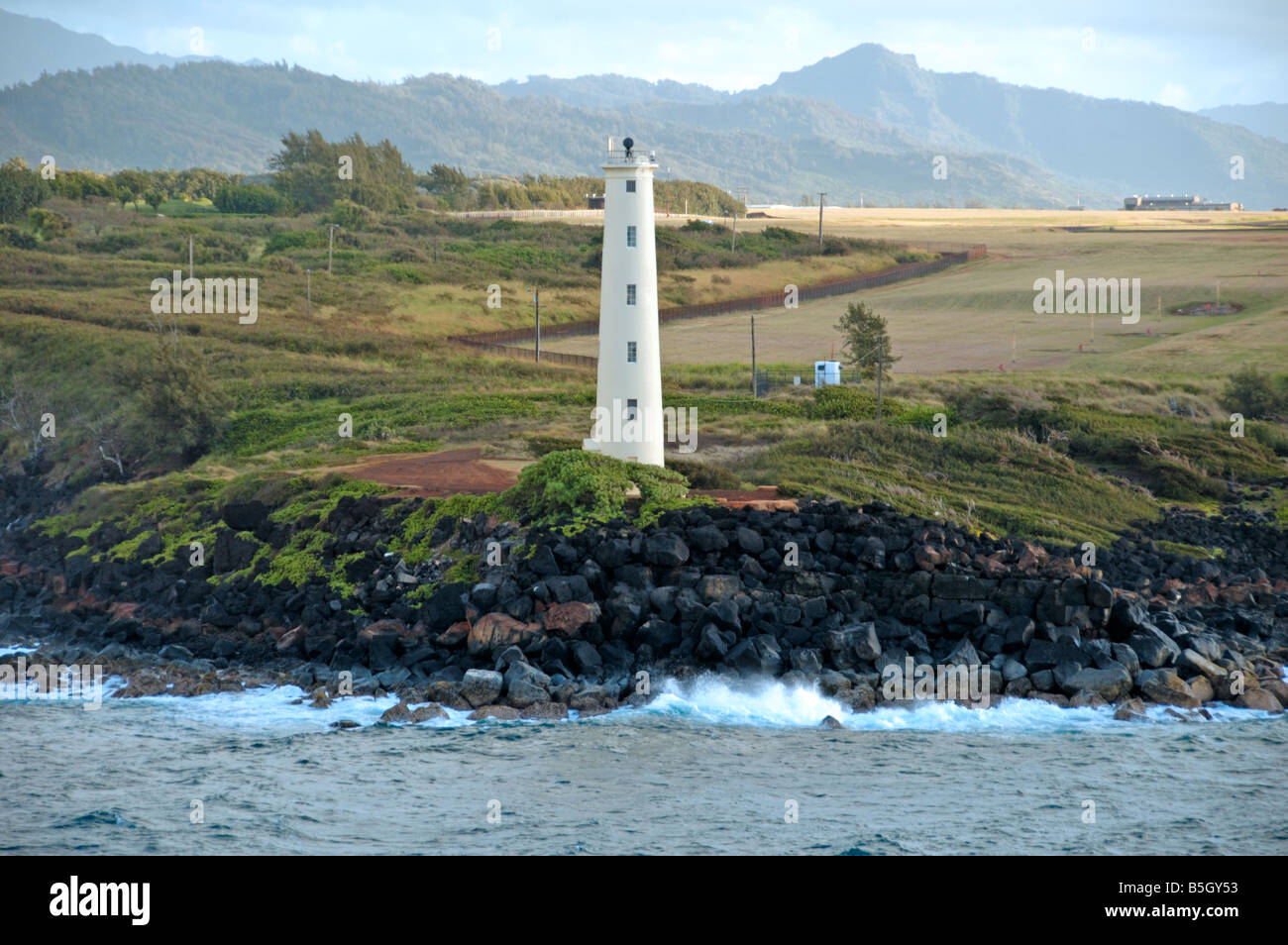 Ninini Point Lighthouse at Nawiliwili Bay in Kauai Hawaii Stock Photo - Alamy