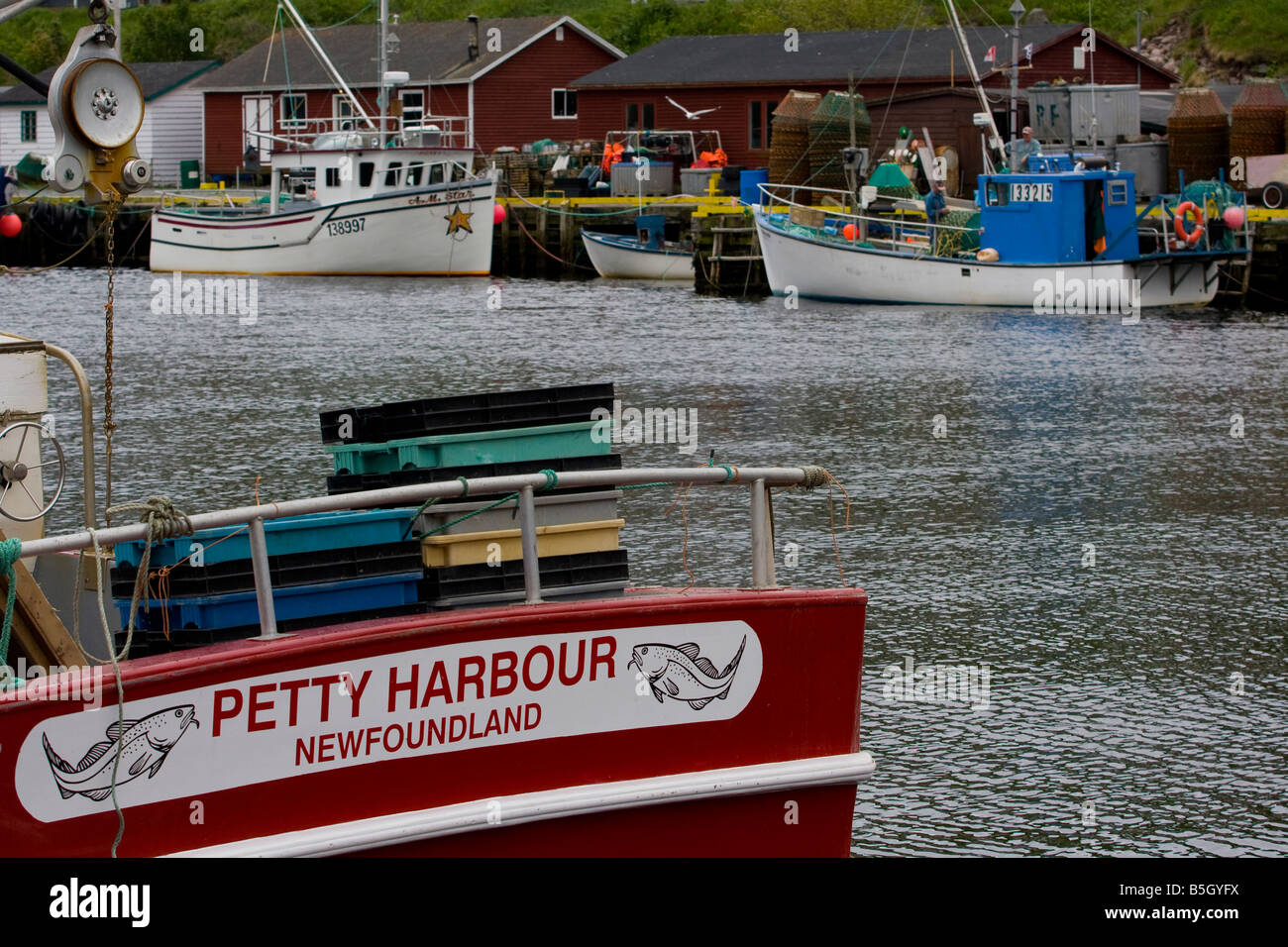 fishing boats Petty Harbour Newfoundland Labrador Canada Stock Photo ...