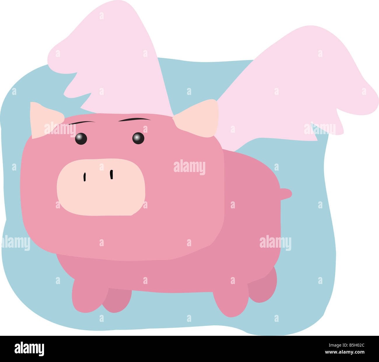Pig with wings illustration of when pigs fly Stock Photo - Alamy