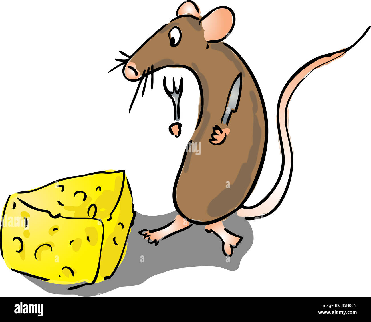 Cartoon illustration of a mouse about to eat some cheese Stock Photo ...