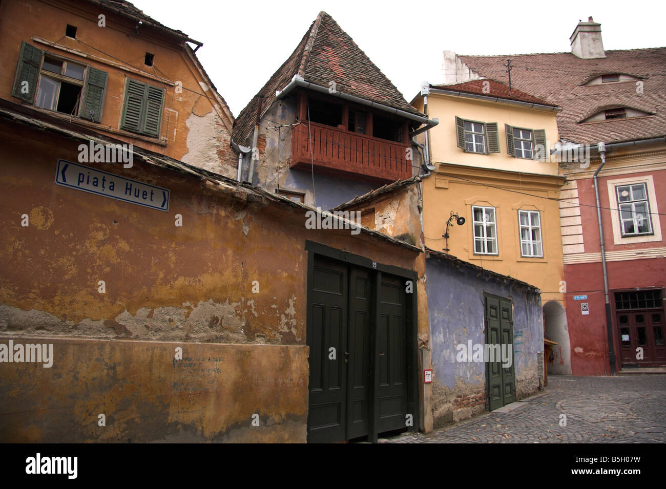 Medieval houses, Sibiu, Transylvania, Romania Stock Photo - Alamy