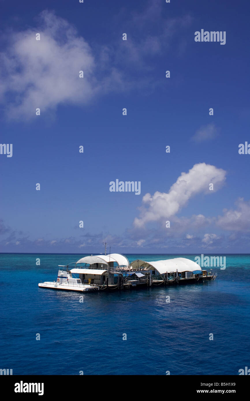 Floating jetty off the Great Barrier Reef Australia used as a mooring ...