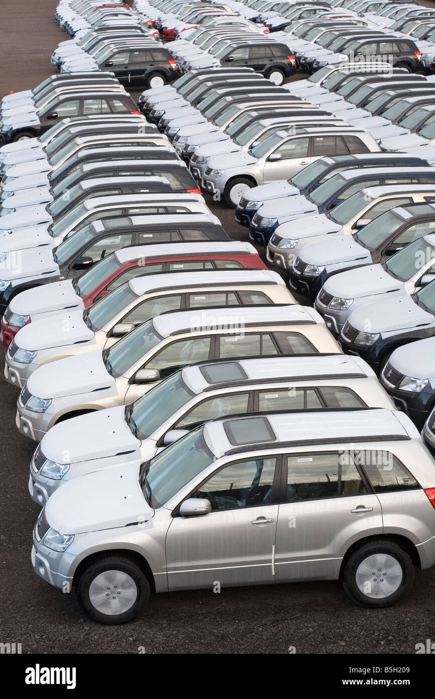 New Suzuki cars in customs area in Hamina Finland Stock Photo - Alamy
