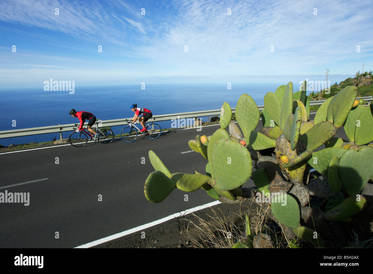Two racing cycle riders on a country road Stock Photo - Alamy