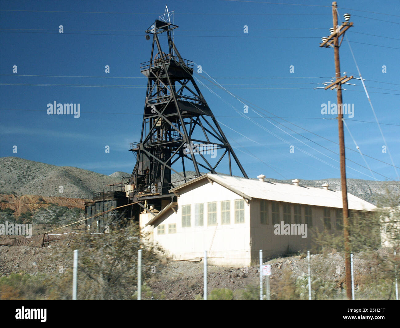 Mining tower in Bisbee, Arizona Stock Photo - Alamy