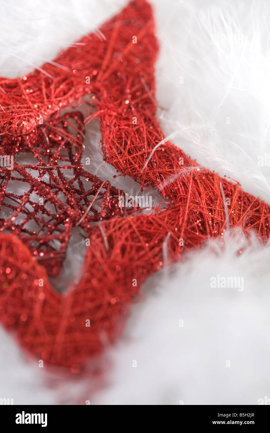 Red star Christmas decoration on white background Stock Photo - Alamy