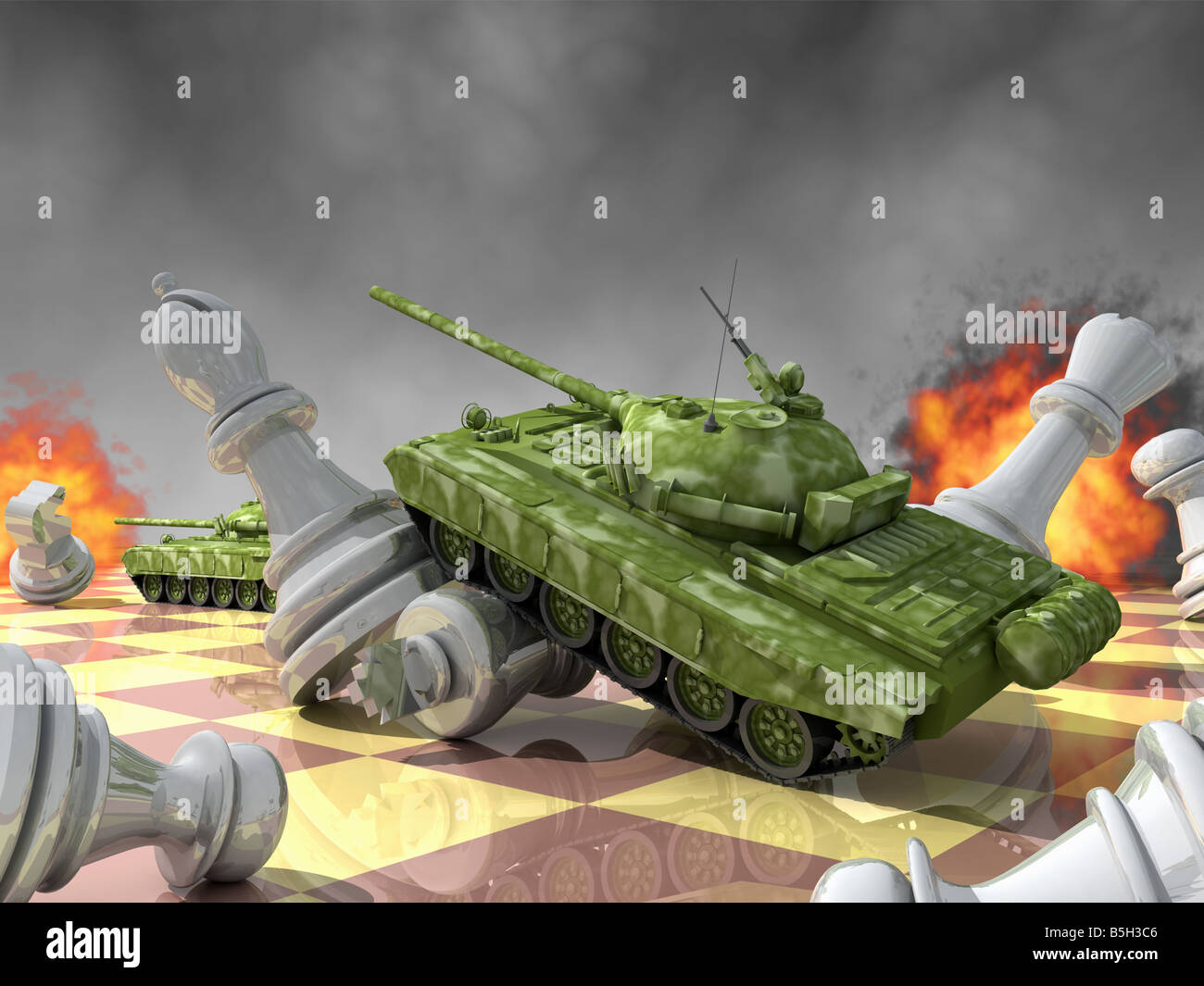 Tanks against chess brute force against intelligence Stock Photo - Alamy