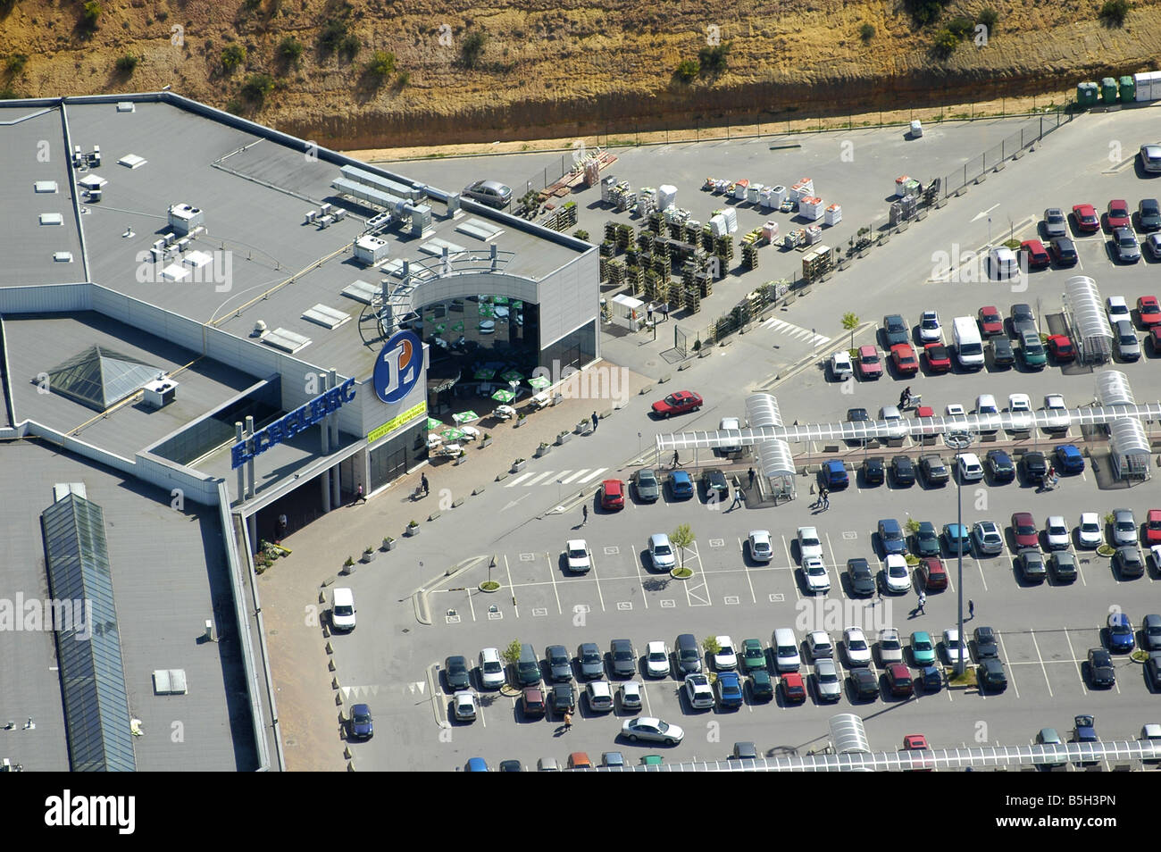 aerial view of a Leclerc supermarket Stock Photo - Alamy