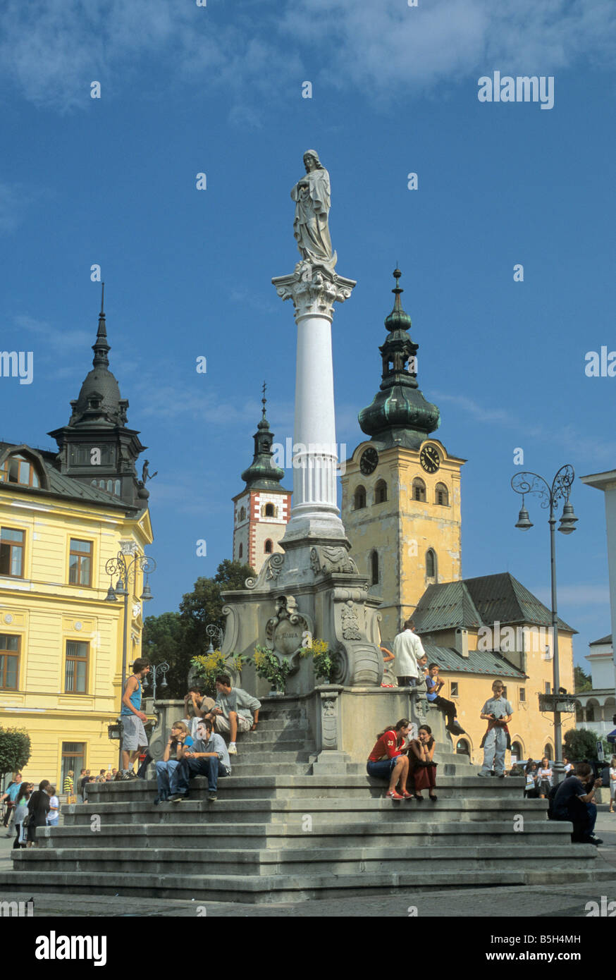 Marian Column and towers of Our Lady Church and Holy Cross Chapel at ...