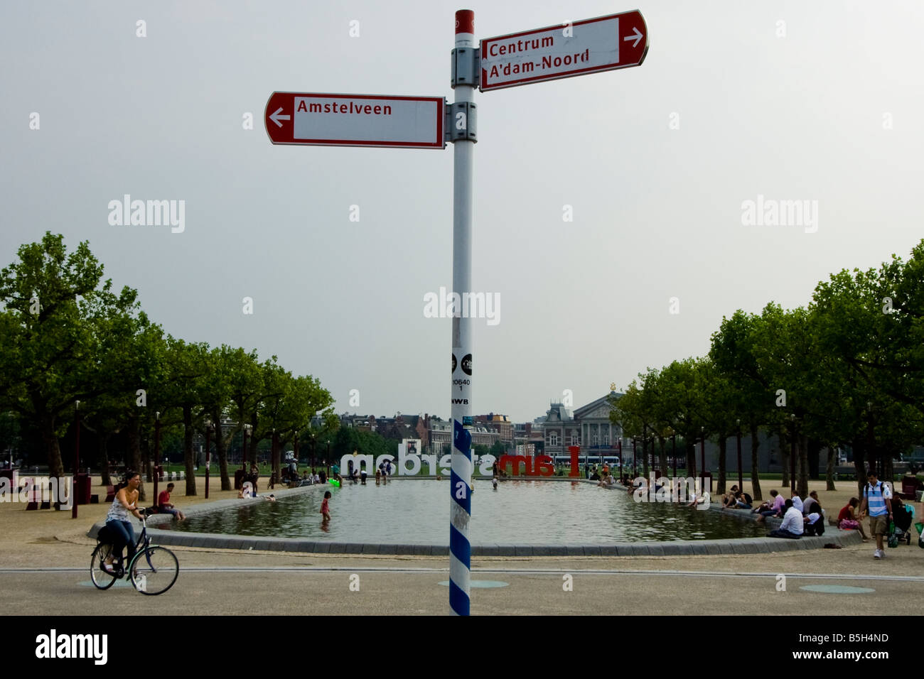 Street signs for Cycling in Amsterdam Stock Photo - Alamy
