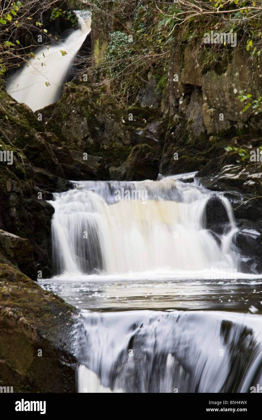 Stream of water falling from Ingleton Waterfall Stock Photo - Alamy