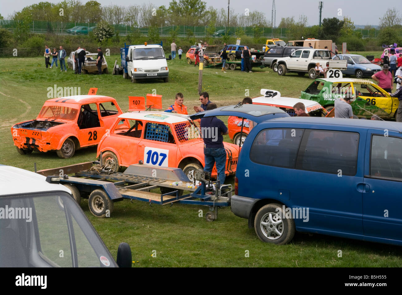 Pit Area Smallfield Raceway Surrey Banger Racing stock cars Stock Photo ...