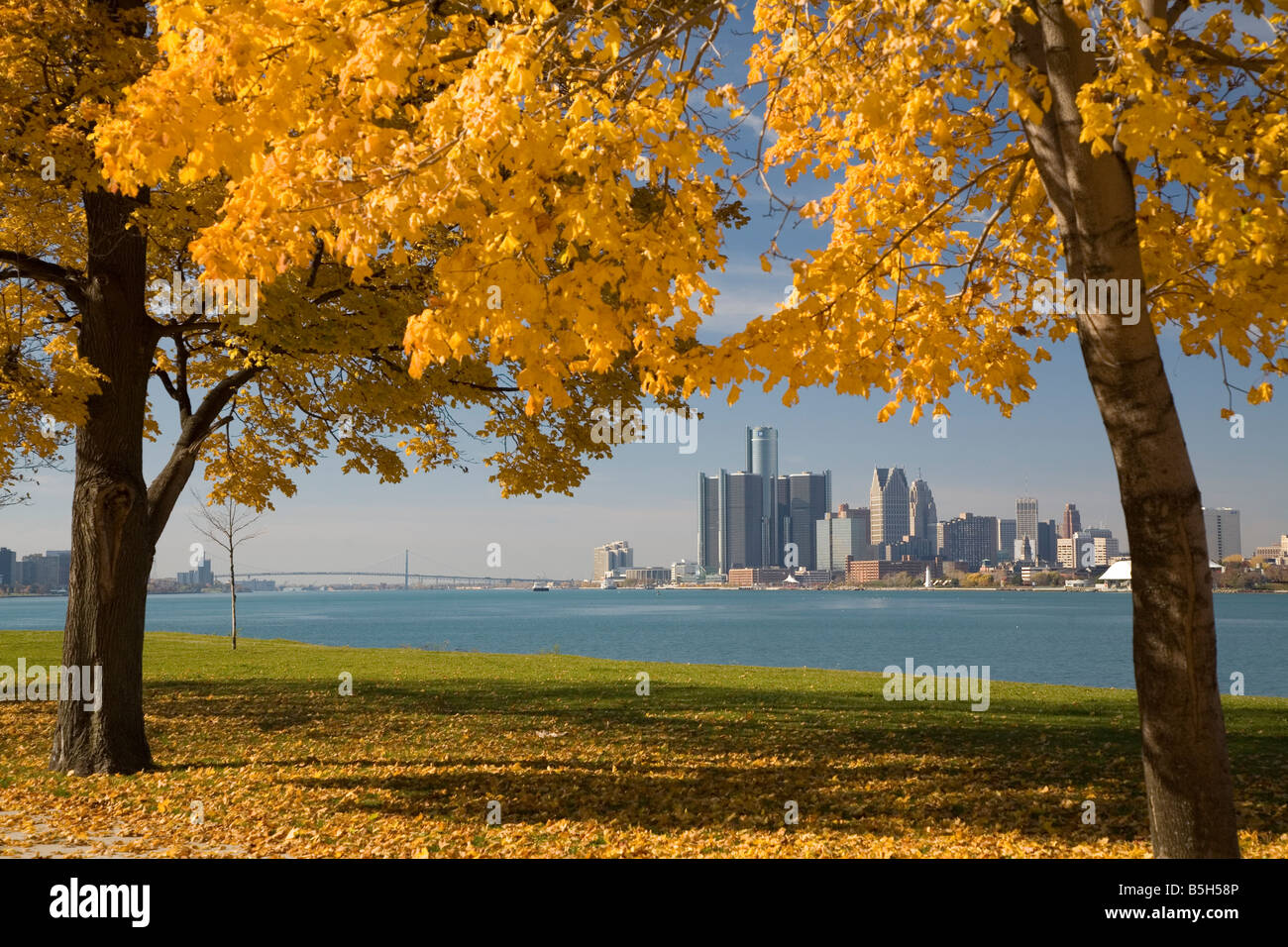 Detroit and the Detroit River from Belle Isle Stock Photo - Alamy