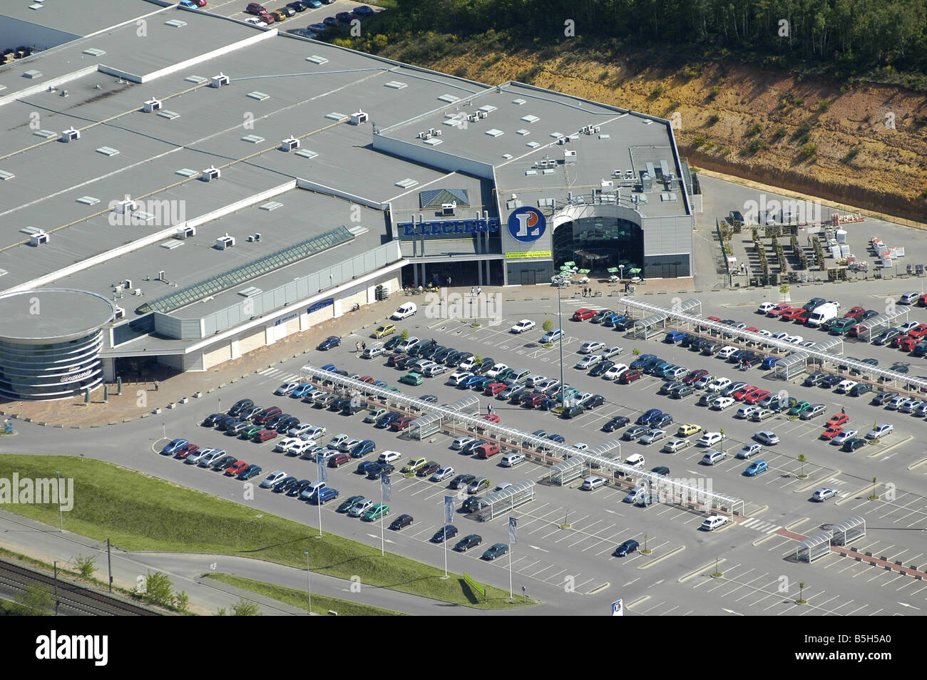 aerial view of a Leclerc supermarket Stock Photo - Alamy