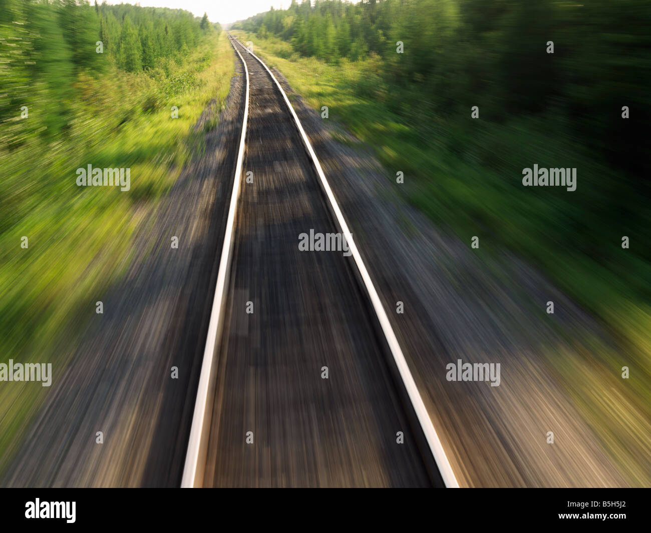 Canada churchill manitoba train tracks through boreal forest hi-res ...