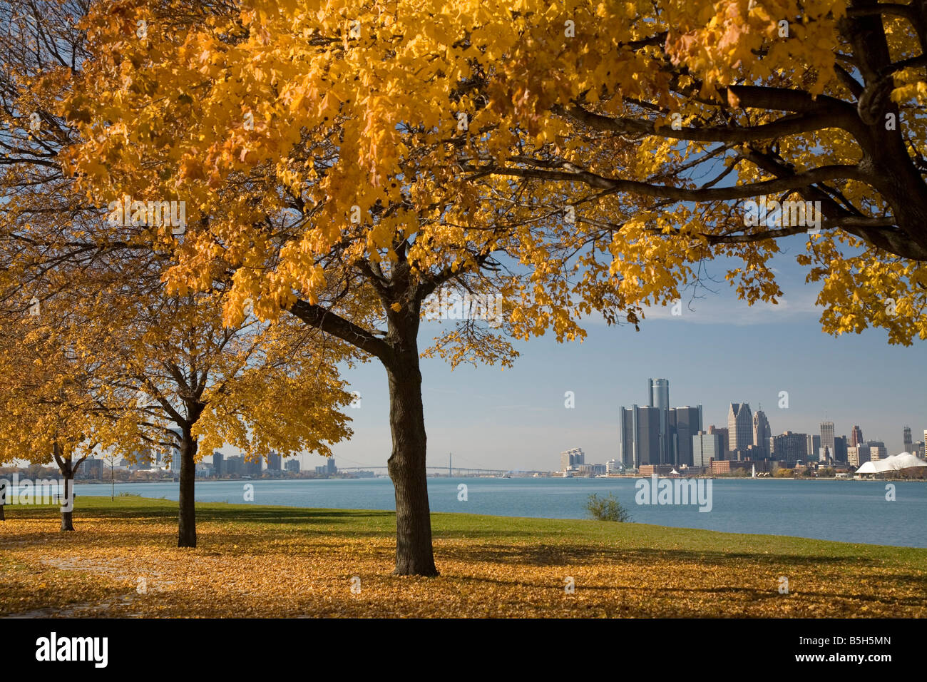 Detroit and the Detroit River from Belle Isle Stock Photo - Alamy