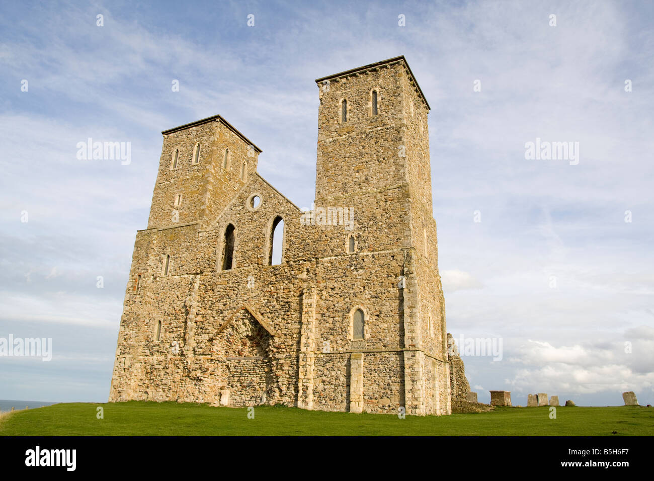 The twin towers (aka the Twin Sisters) of the ruined medieval St Mary's ...