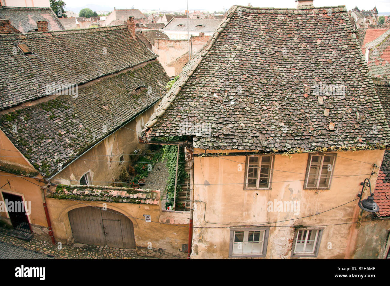 Medieval houses, Sibiu, Transylvania, Romania Stock Photo - Alamy