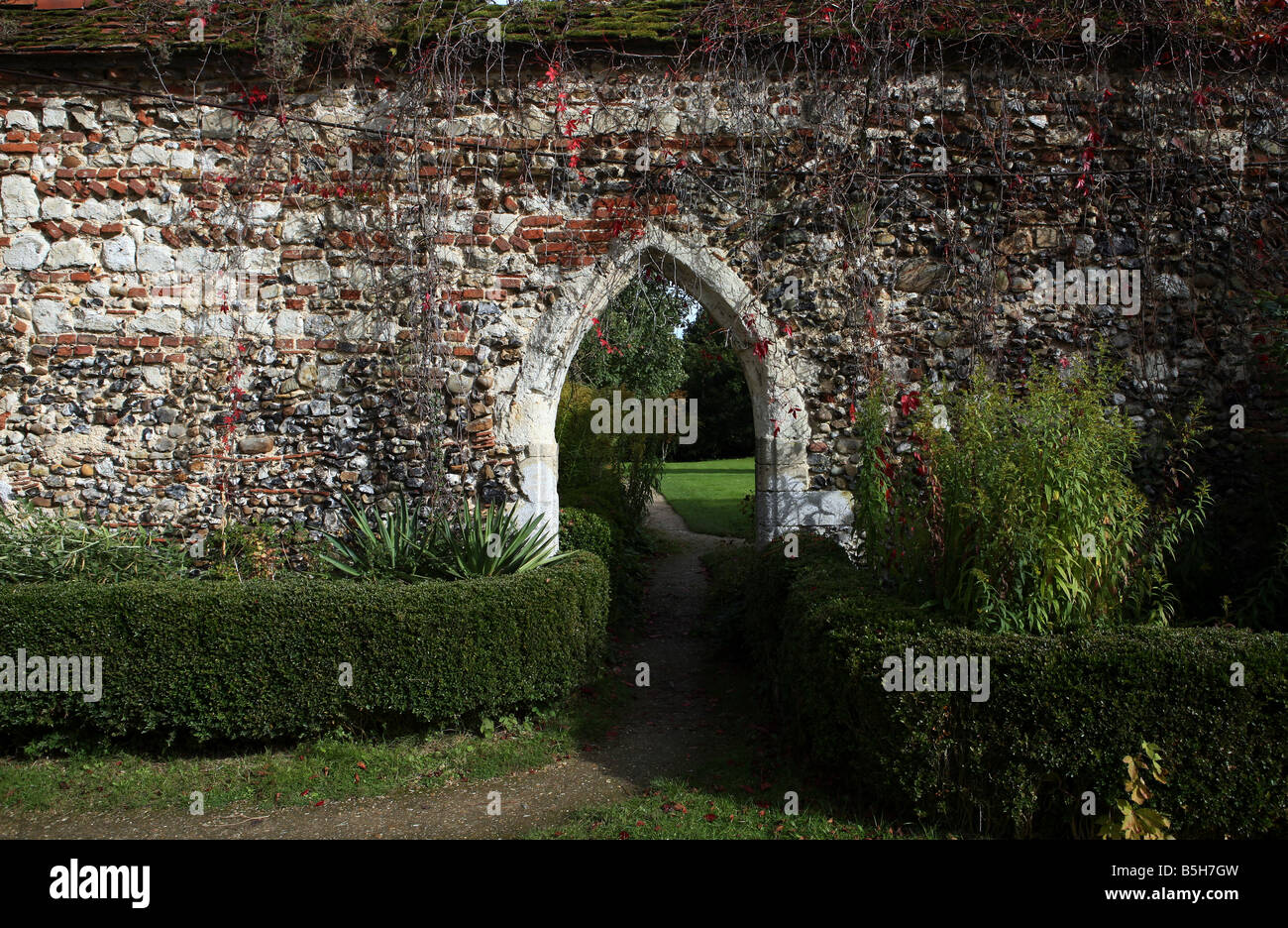 The ruins of the cloister at Clare Priory in the town of Clare in ...