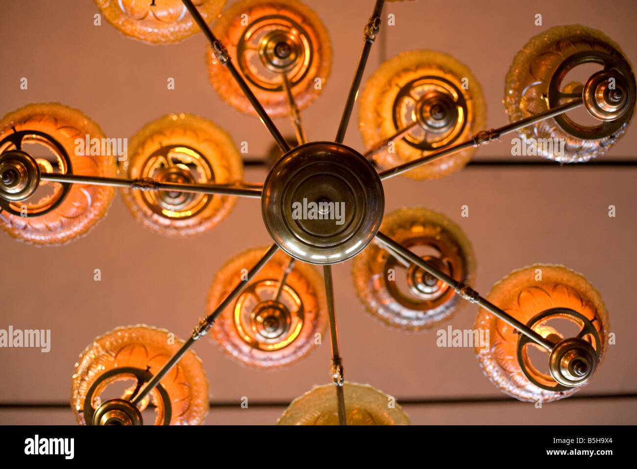 looking up at ceiling chandelier lights Stock Photo - Alamy