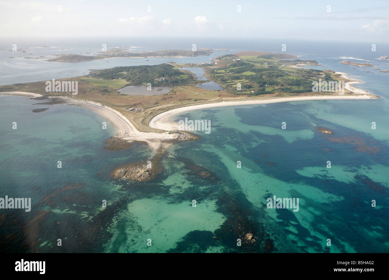 Aerial view of Tresco, Isles of Scilly, UK Stock Photo - Alamy