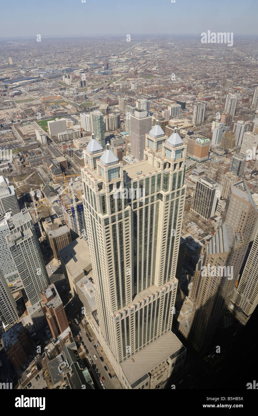 Panoramic view of downtown as seen from Hancock Tower. On the ...