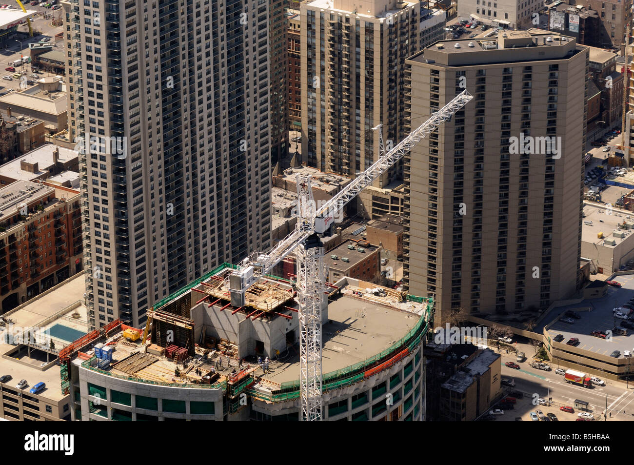 Building under construction on The Magnificent Mile, as seen from top ...