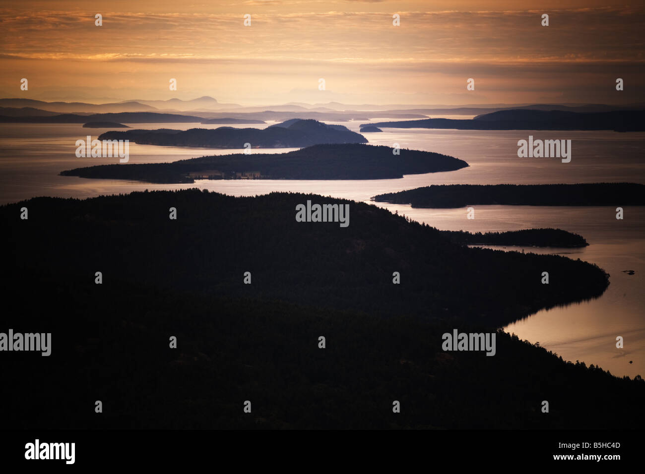 sunrise view from baynes peak on Mount Maxwell Saltspring Island Stock ...