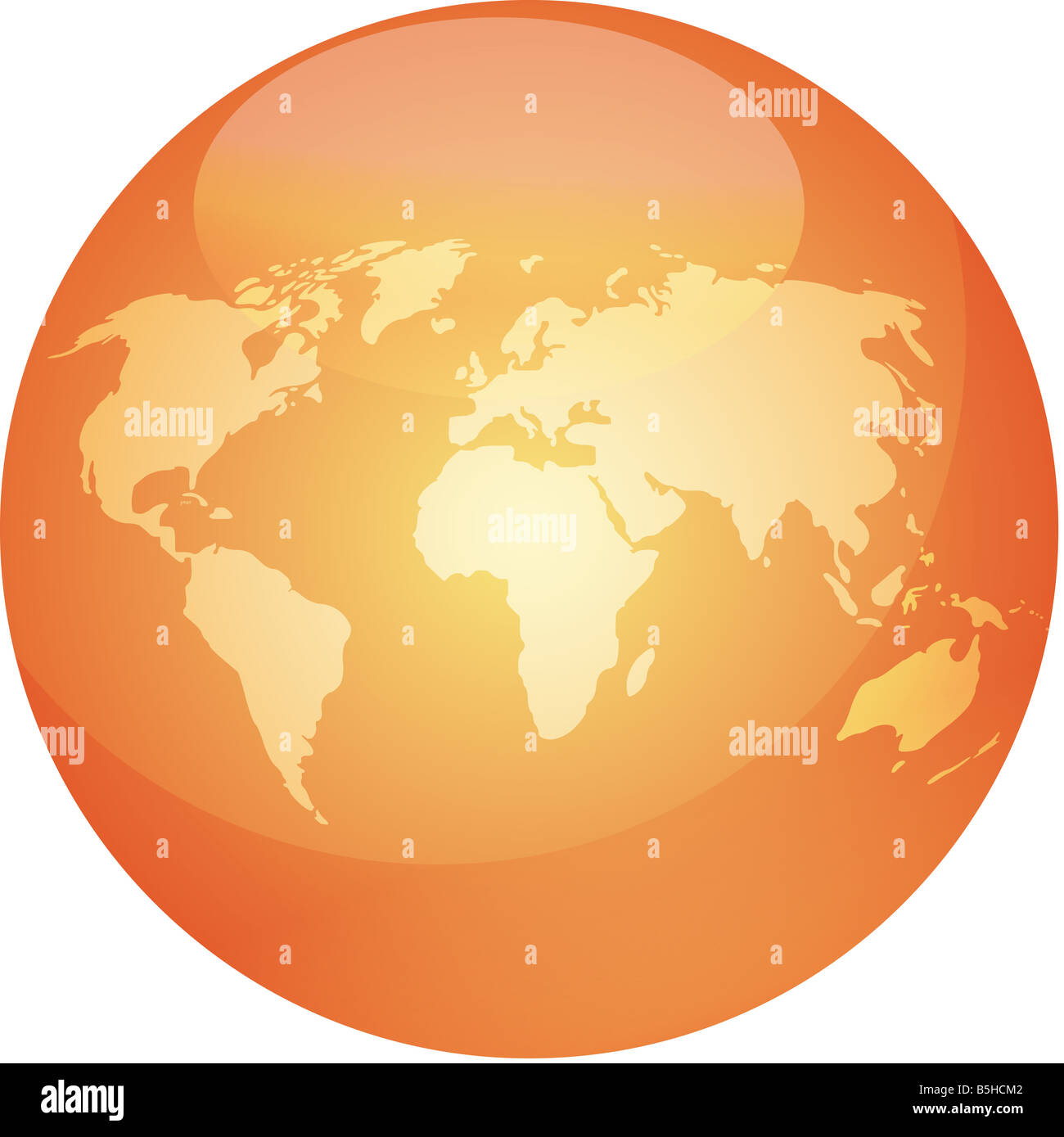Map of the world in glossy colored sphere Stock Photo - Alamy