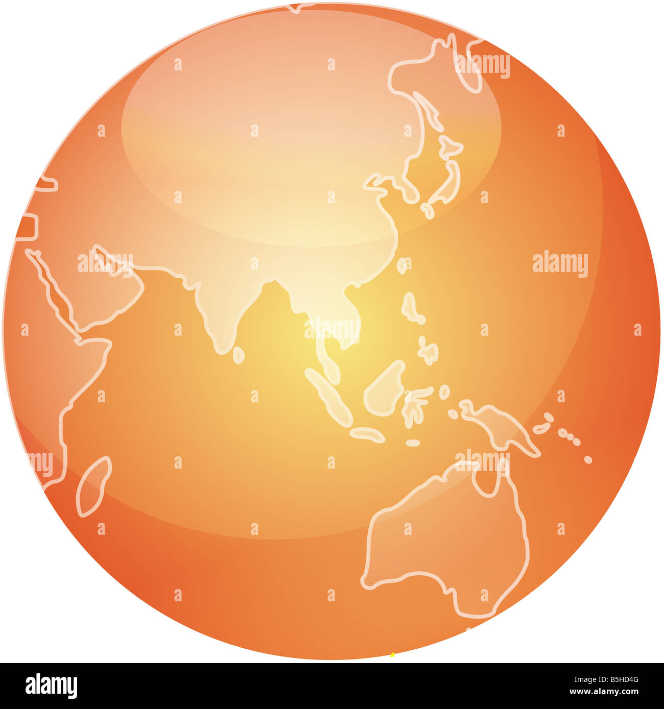 Map of Asia on a glossy sphere Stock Photo - Alamy