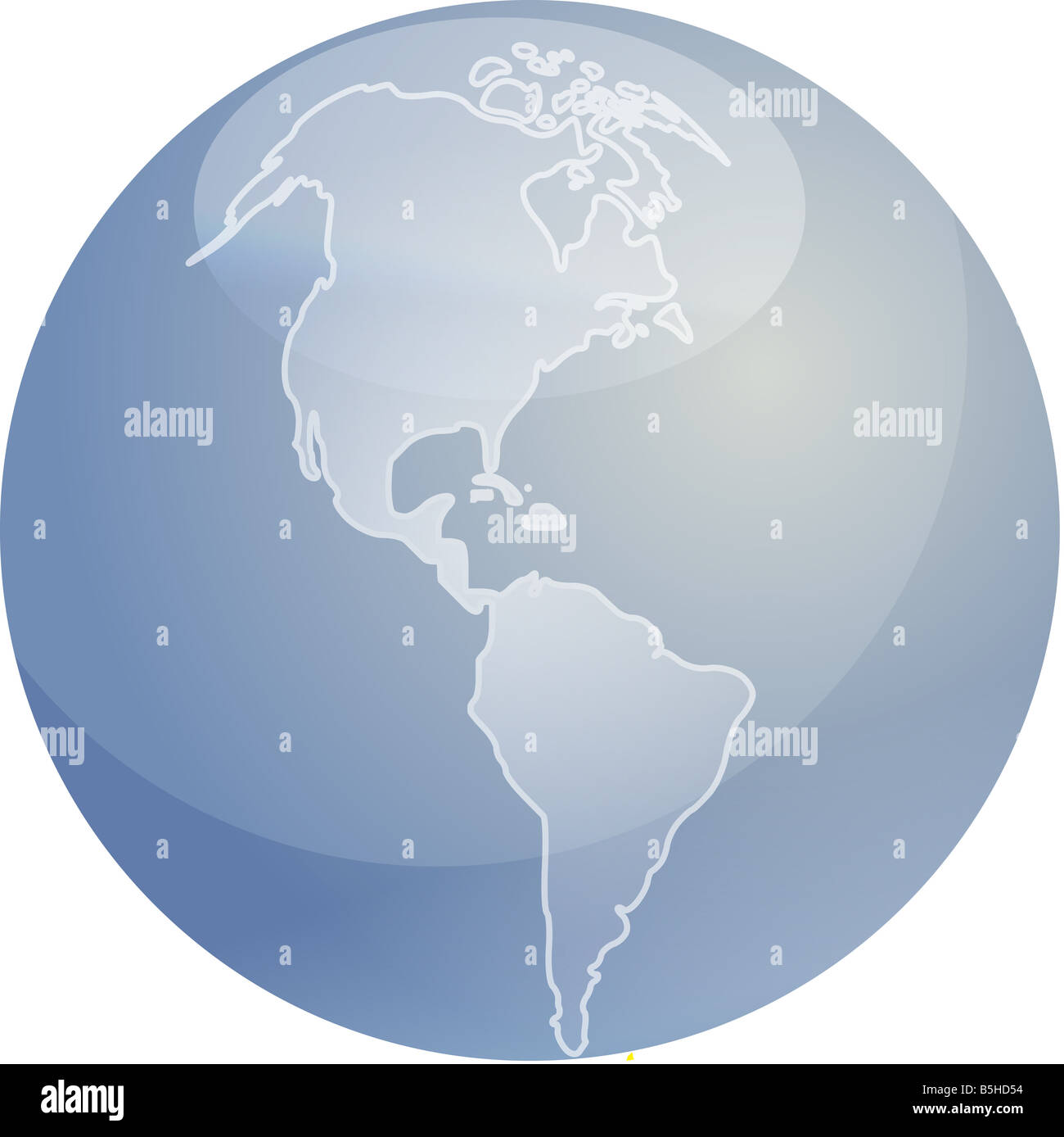 Map of the Americas on a glossy sphere Stock Photo - Alamy