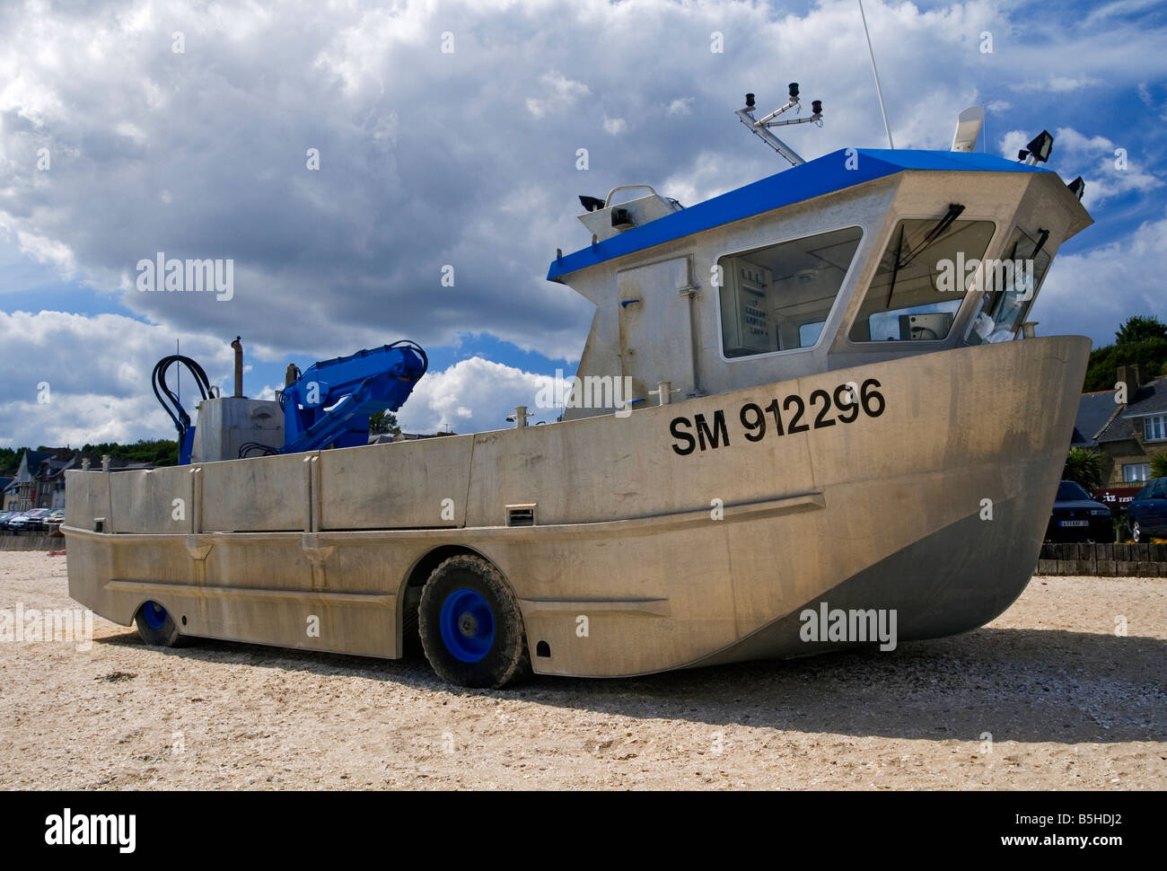 Amphibious truck used for loading oysters and mussels caught in the sea ...